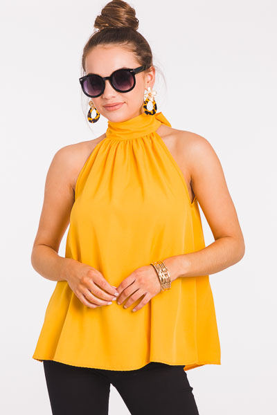 High Halter Top, Marigold - Short Sleeve & Sleeveless - Tops - The Blue ...