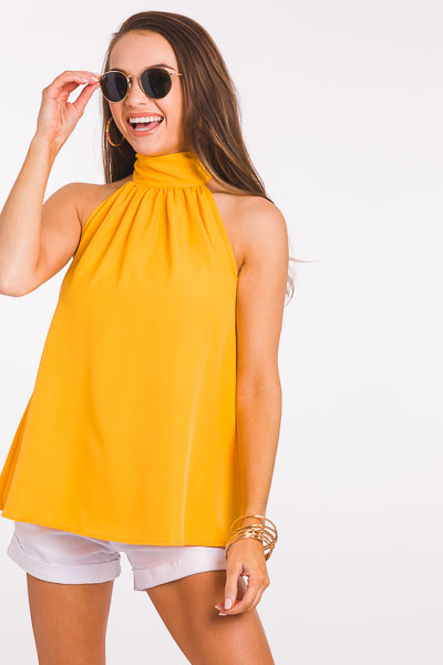 High Halter Top, Marigold - Short Sleeve & Sleeveless - Tops - The Blue ...