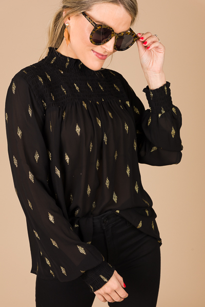 Gold Diamonds Smock Blouse - 3/4 & Long Sleeve - Tops - The Blue Door ...