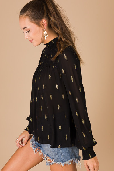 Gold Diamonds Smock Blouse - 3/4 & Long Sleeve - Tops - The Blue Door ...