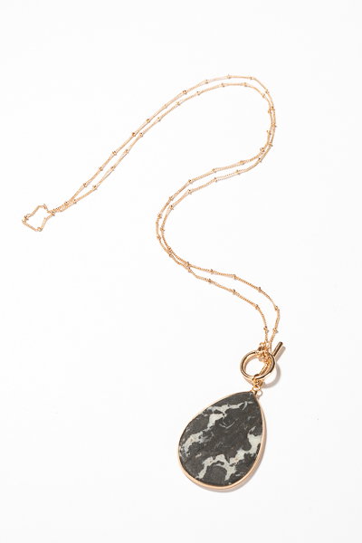 Long Toggle Drop Necklace, Black - Accessories - The Blue Door Boutique