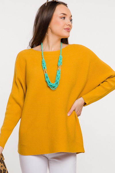Becky Ribbed Sweater, Mustard - 3/4 & Long Sleeve - Tops - The Blue ...