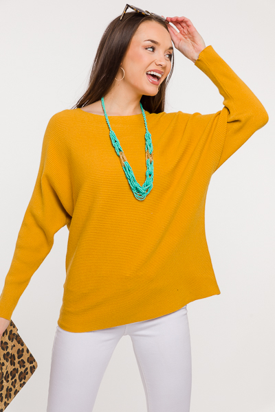 Becky Ribbed Sweater, Mustard - 3/4 & Long Sleeve - Tops - The Blue ...