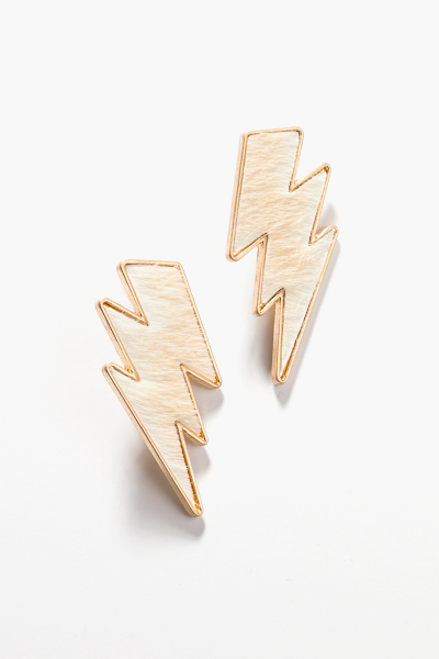 Leather Lightning Bolts, Ivory - Accessories - The Blue Door Boutique