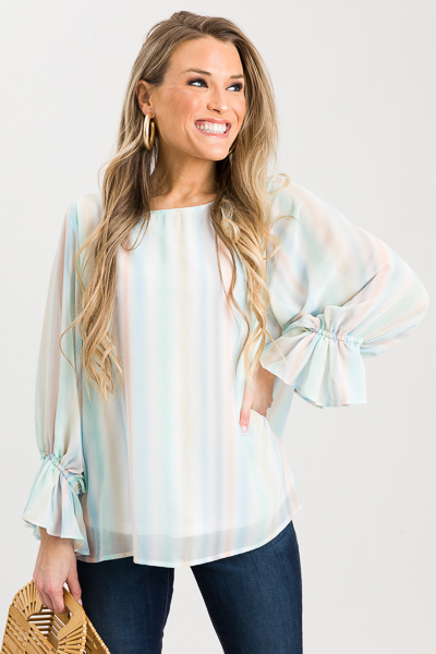 Pastel Ombre Blouse - SALE - The Blue Door Boutique