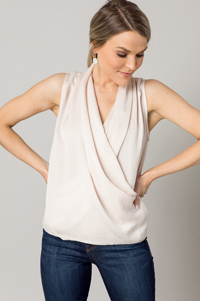 Satin Wrapped Tank, Ecru - Short Sleeve & Sleeveless - Tops - The Blue ...