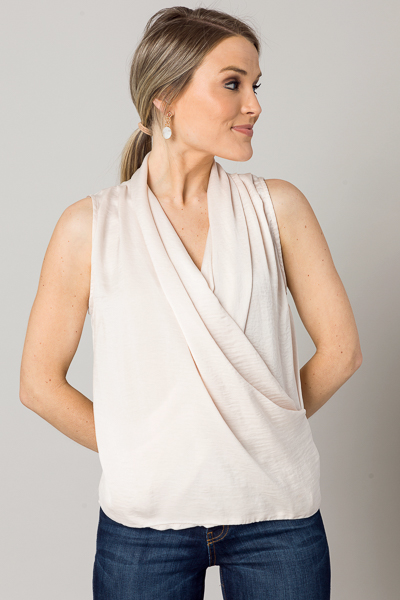 Satin Wrapped Tank, Ecru - Short Sleeve & Sleeveless - Tops - The Blue ...
