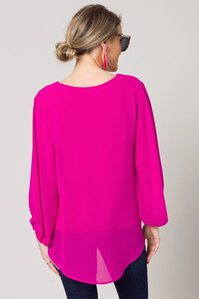 Evelyn Blouse, Neon Berry - Tops - The Blue Door Boutique