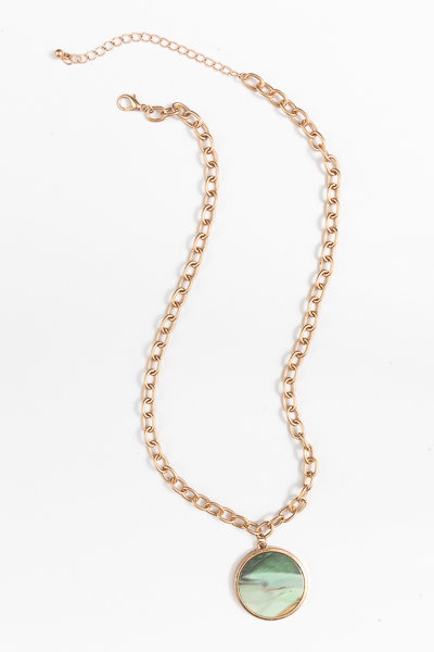 Faux Stone Disk Necklace - Accessories - The Blue Door Boutique