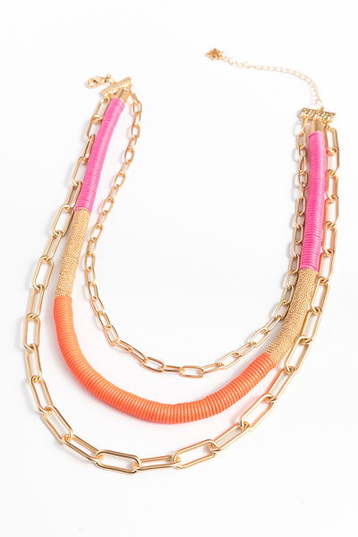 Arlo Colorblock Necklace, Orange/Pink - Accessories - The Blue Door ...