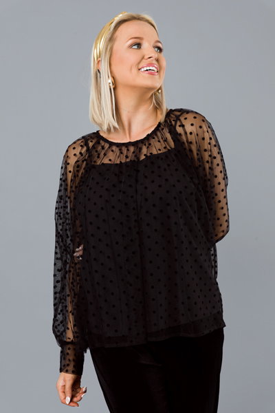 Sheer Dots Blouse With Liner - 3/4 & Long Sleeve - Tops - The Blue Door ...