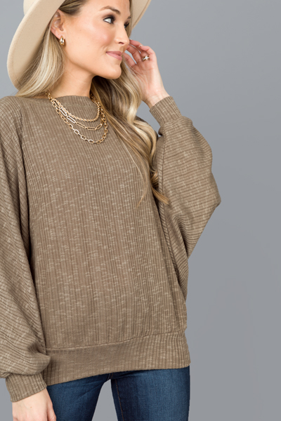 Banded Dolman Top, Olive - 3/4 & Long Sleeve - Tops - The Blue Door ...
