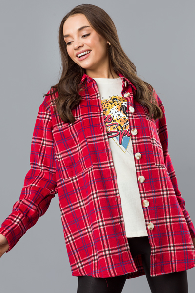 Graham Plaid Shacket, Red - The Blue Door Boutique