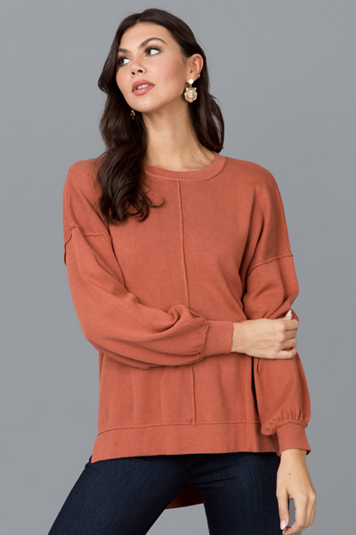 Margot Hi-Lo Sweater, Rust - SALE - The Blue Door Boutique