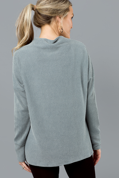 High Neck Rib Top, Sea Foam - Comfy - The Blue Door Boutique