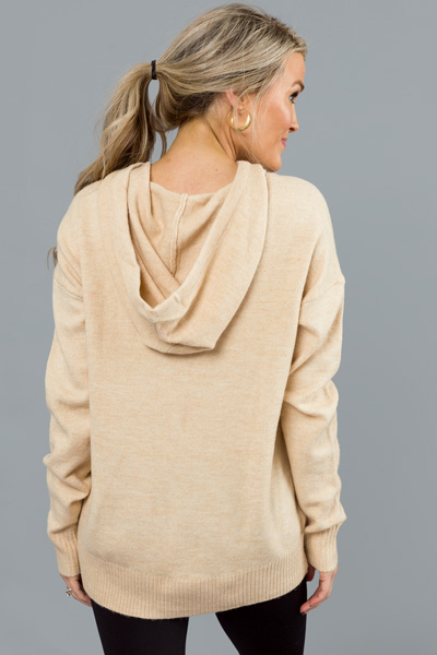 Sonya Sweater Hoodie, Taupe - 3/4 & Long Sleeve - Tops - The Blue Door ...