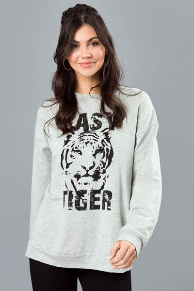 Easy Tiger Sweatshirt, H. Grey - Comfy - The Blue Door Boutique