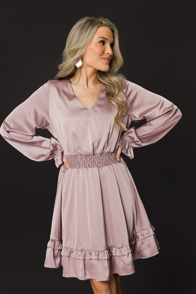 Silk Smock Waist Dress, Rose - Dresses w/ Sleeves - Dresses - The Blue ...