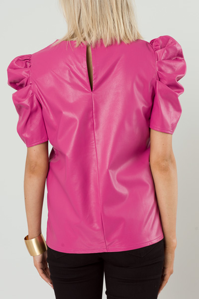 Puff Leather Top, Magenta - Short Sleeve & Sleeveless - Tops - The Blue ...