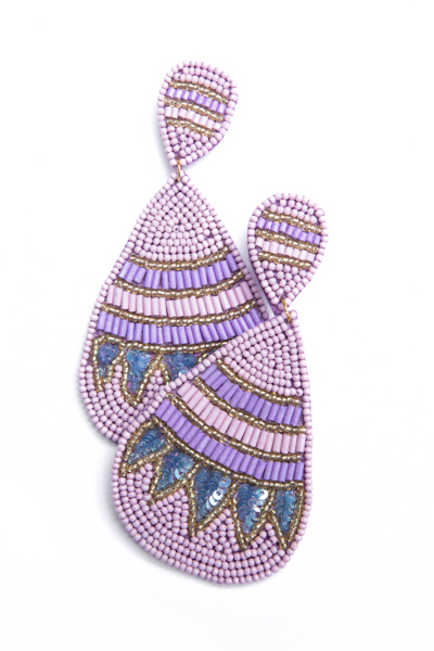 Pattern Bead Teardrop, Lavender - Accessories - The Blue Door Boutique