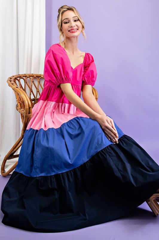 Candy Colorblock Maxi, Hot Pink - SALE - The Blue Door Boutique