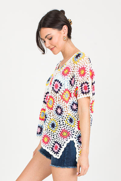 Crochet Boxy Top, Multi - New Arrivals - The Blue Door Boutique