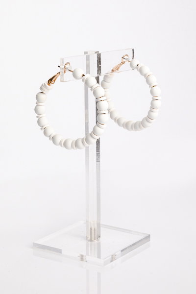 Randi Ball & Ring Hoops, White - Accessories - The Blue Door Boutique