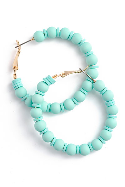 Randi Ball & Ring Hoops, Mint - Accessories - The Blue Door Boutique