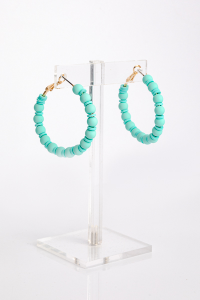 Randi Ball & Ring Hoops, Mint - Accessories - The Blue Door Boutique