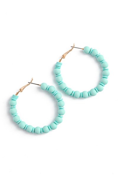 Randi Ball & Ring Hoops, Mint - Accessories - The Blue Door Boutique