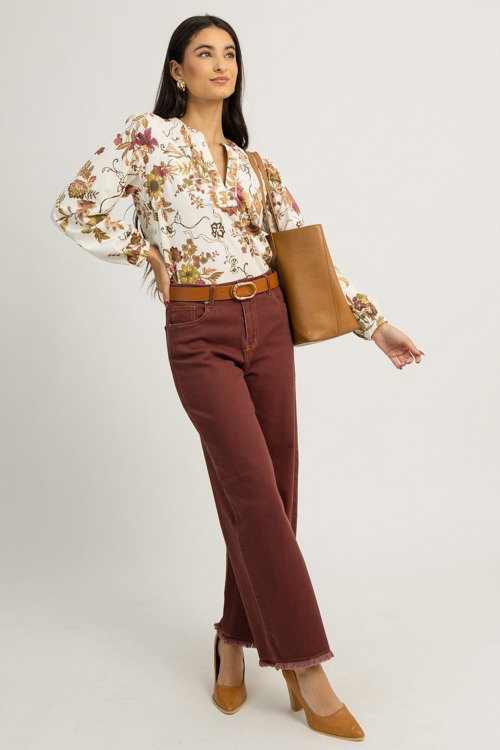 Soft Texture Floral Blouse, Mauve - Tops - The Blue Door Boutique