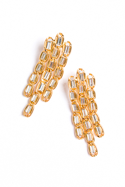 3 Row Crystal Chain Earring - SALE - The Blue Door Boutique
