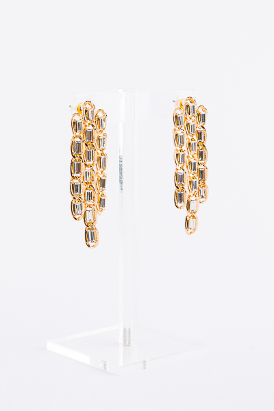 3 Row Crystal Chain Earring - SALE - The Blue Door Boutique