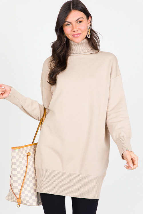 Cyrus Sweater Dress, Khaki - SALE - The Blue Door Boutique