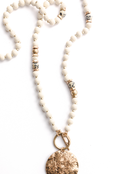 Tali Hammered Necklace, Ivory - Accessories - The Blue Door Boutique