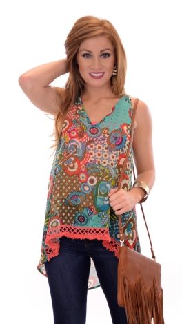 Boho Whimsy Tank - Tops - The Blue Door Boutique