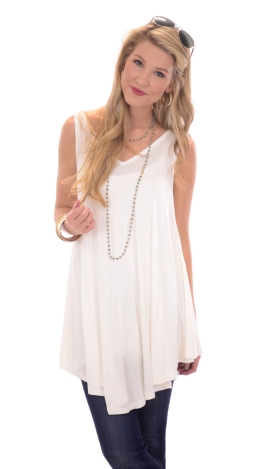 Super Silky Tank, Ivory - Tops - The Blue Door Boutique