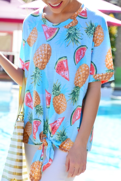 Summer Fruits Tee - Tops - The Blue Door Boutique