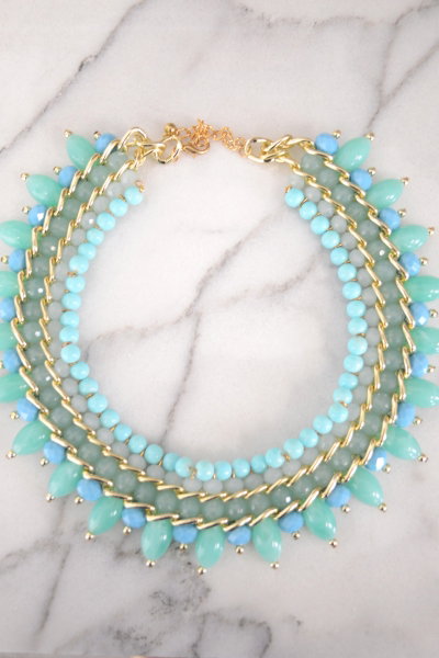 Eye Catching Necklace, Mint - Accessories - The Blue Door Boutique