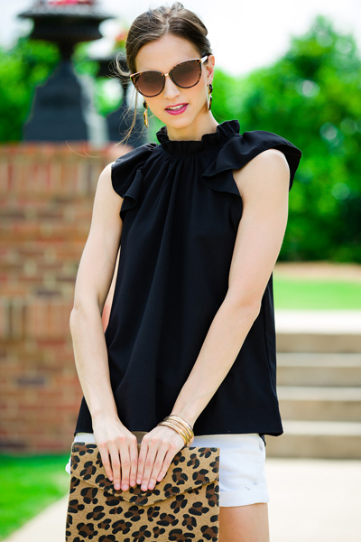 Savvy Chic Fluff Neck, Black - Short Sleeve & Sleeveless - Tops - The ...