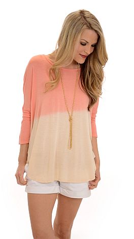Skinny Dip-dye Top, Peach - Tops - The Blue Door Boutique