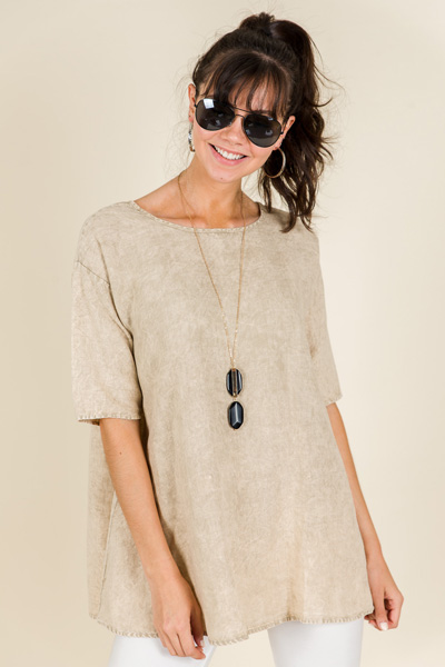 Linen Swing Tunic, Sand - Tops - The Blue Door Boutique