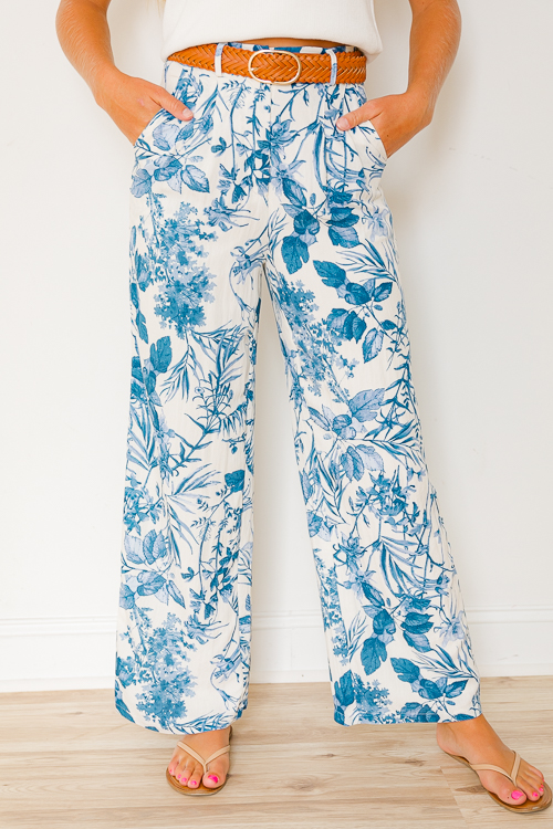 Blue Print Pants - New Arrivals - The Blue Door Boutique