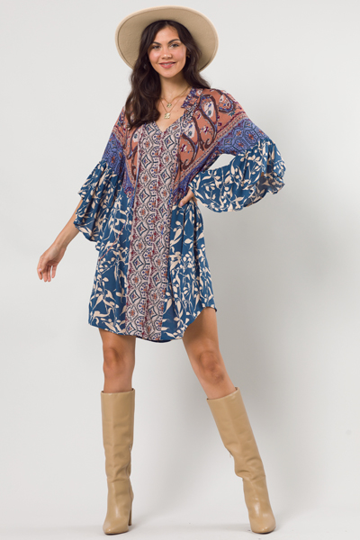 Bohemian Rhapsody Dress, Blue - Dresses w/ Sleeves - Dresses - The Blue ...
