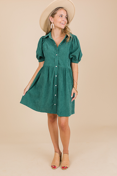 Corded Pearl Snap Dress, H. Green - New Arrivals - The Blue Door Boutique