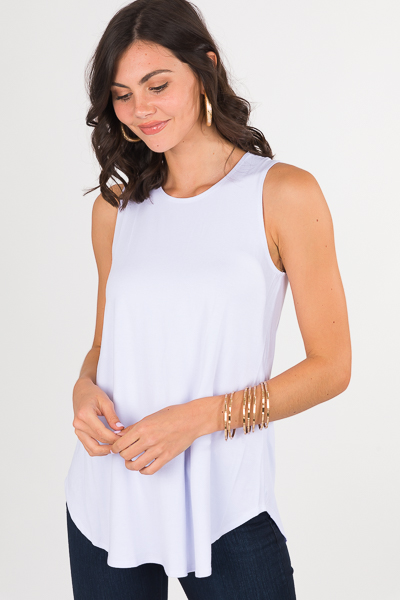 Casey Crew Tank, White - New Arrivals - The Blue Door Boutique