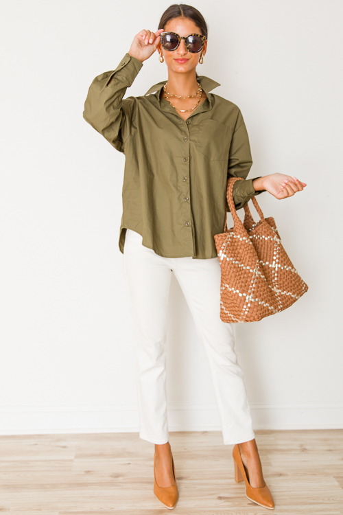Adrian Button Down, Olive - New Arrivals - The Blue Door Boutique