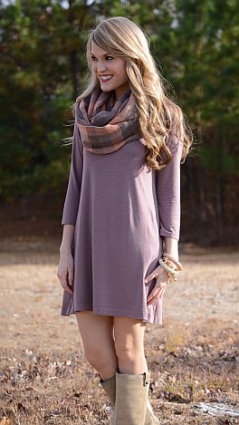 Best Basic Tunic, Mushroom - Dresses - The Blue Door Boutique