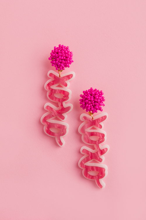 Acrylic XOXO Earring, Fuchsia - Accessories - The Blue Door Boutique