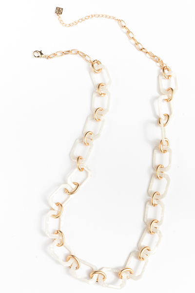 Panama Chain Links Necklace, Ivory - Accessories - The Blue Door Boutique